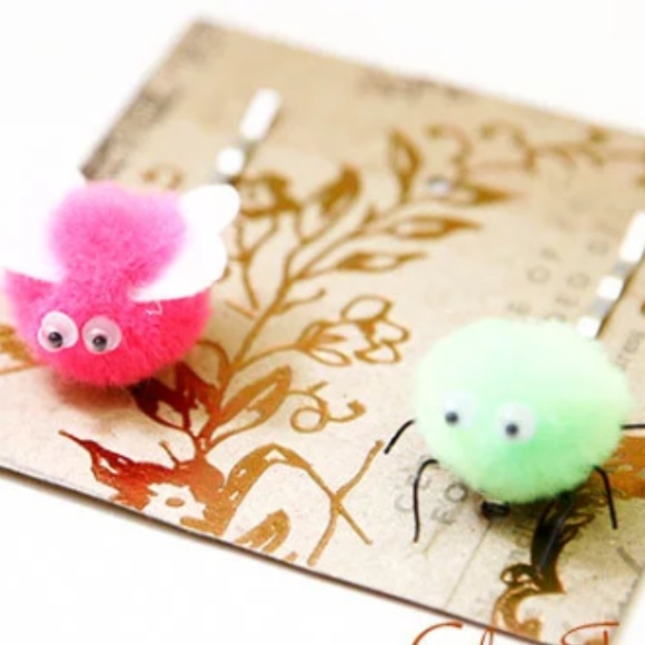 Handmade | Accessories | Fuzzy Bugs Hair Pins Kids Hair Pins Handmade ...